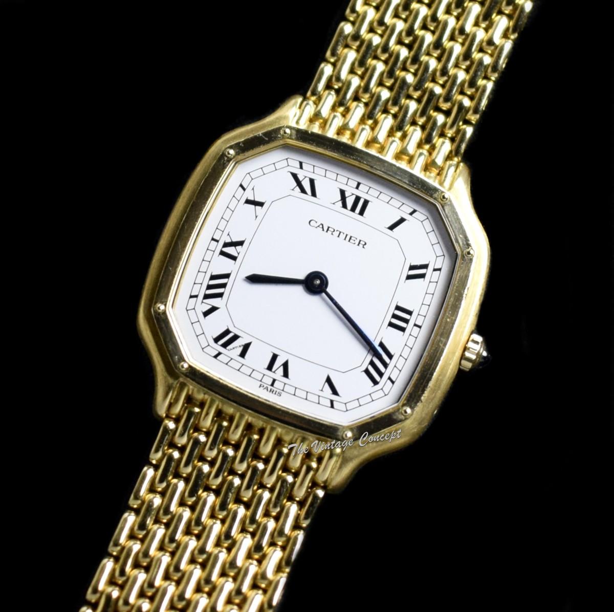 Cartier 18K Yellow Gold Trianon Ultra Thin Paris Dial Large Size 96055 ...